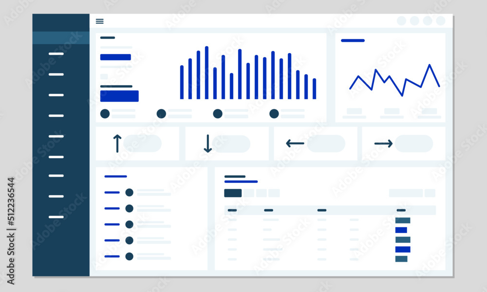 Dashboard ui flat wireframe concept illustration Stock Vector | Adobe Stock