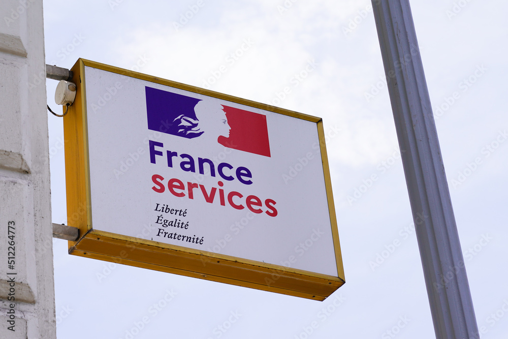 France services logo text and brand sign on public building office wall ...