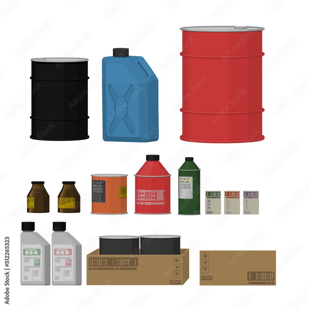 set of chemical container on white background Stock Vector | Adobe Stock