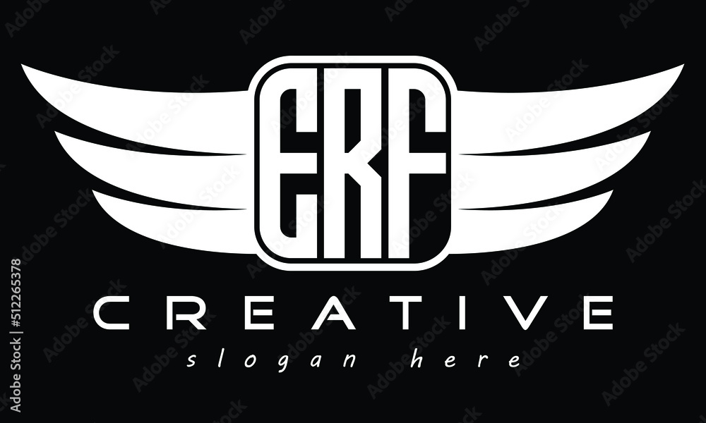ERF Three letter Wing minimal typography font Monogram emblems flying ...