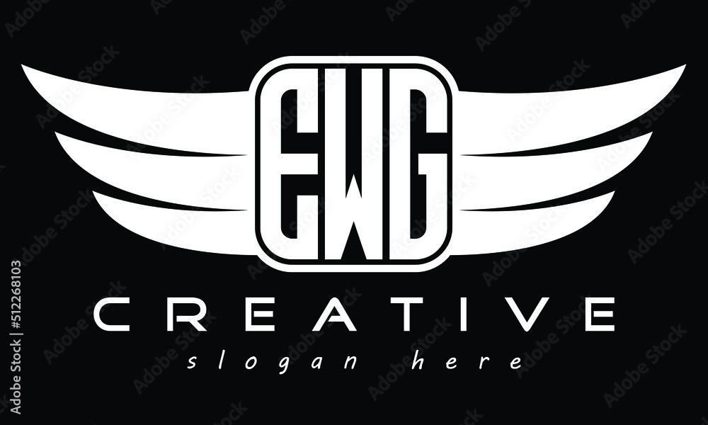 EWG Three letter Wing minimal typography font Monogram emblems flying ...