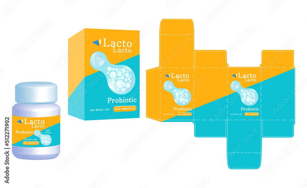 Packaging design, Label on supplement container with probiotic box ...