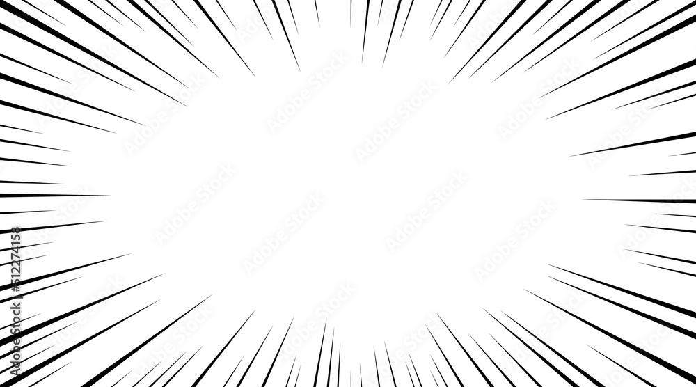 Manga speed burst frame. Radial anime speed lines. Crash zoom effect ...