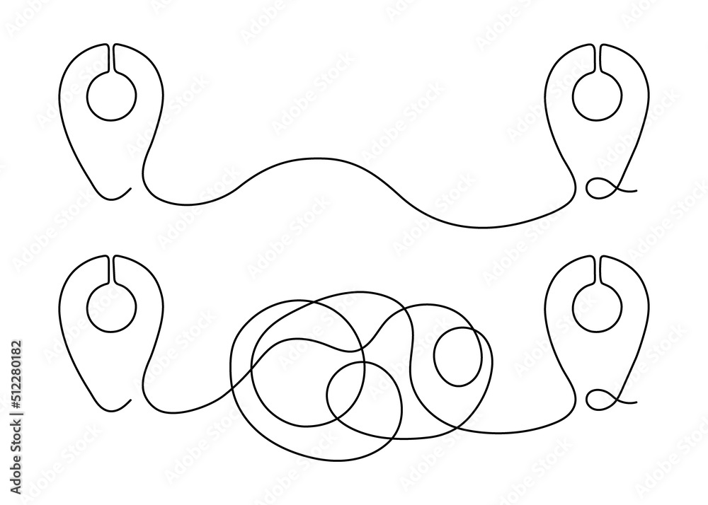 Right and tangled path outline with location point on map, plan of road ...