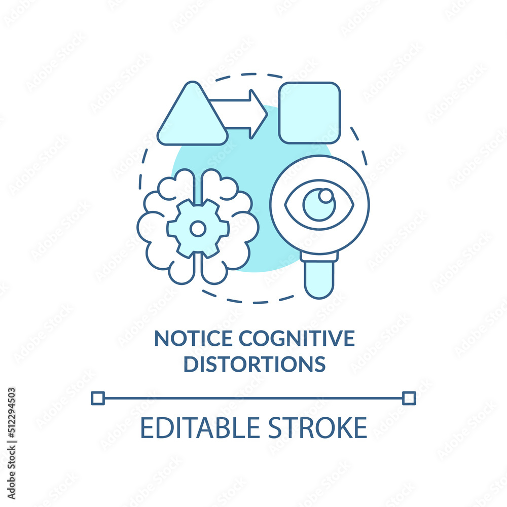 Vector de Stock Notice cognitive distortions turquoise concept icon ...