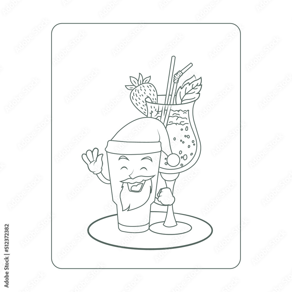 Cocktail coloring page for kids and adult Stock Vector | Adobe Stock