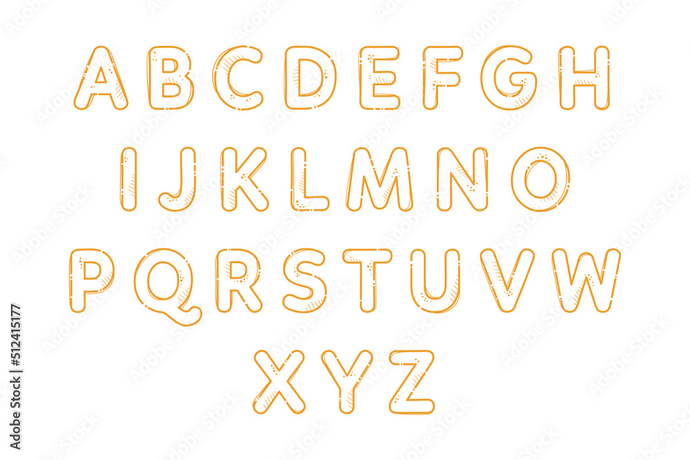 Pasta cartoon alphabet. Font from letters in the form of macaroni ...