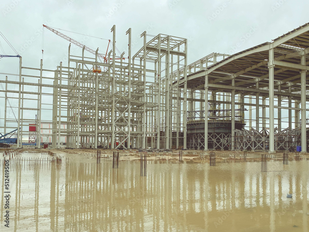 construction of a new complex at the plant. metal structures for the ...