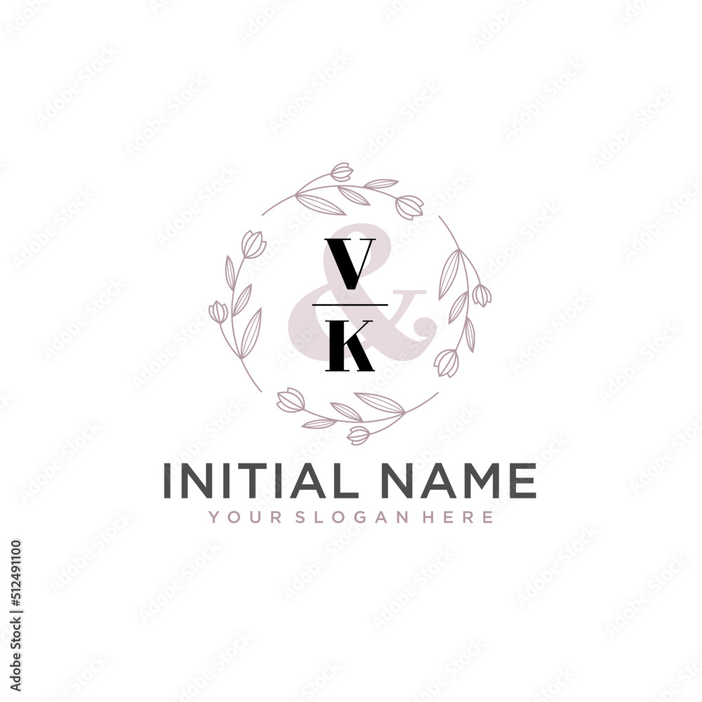 Initial letter VK beauty handwriting logo vector Stock Vector | Adobe Stock