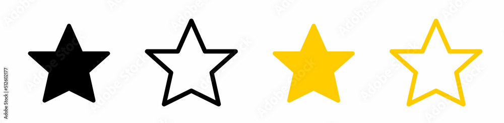Stars icons set. Stars in linear flat design. Favorite star icon rating ...