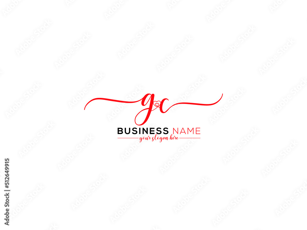 Monogram GC Logo Letter, Signature Gc cg Love Heart Logo Icon Design ...