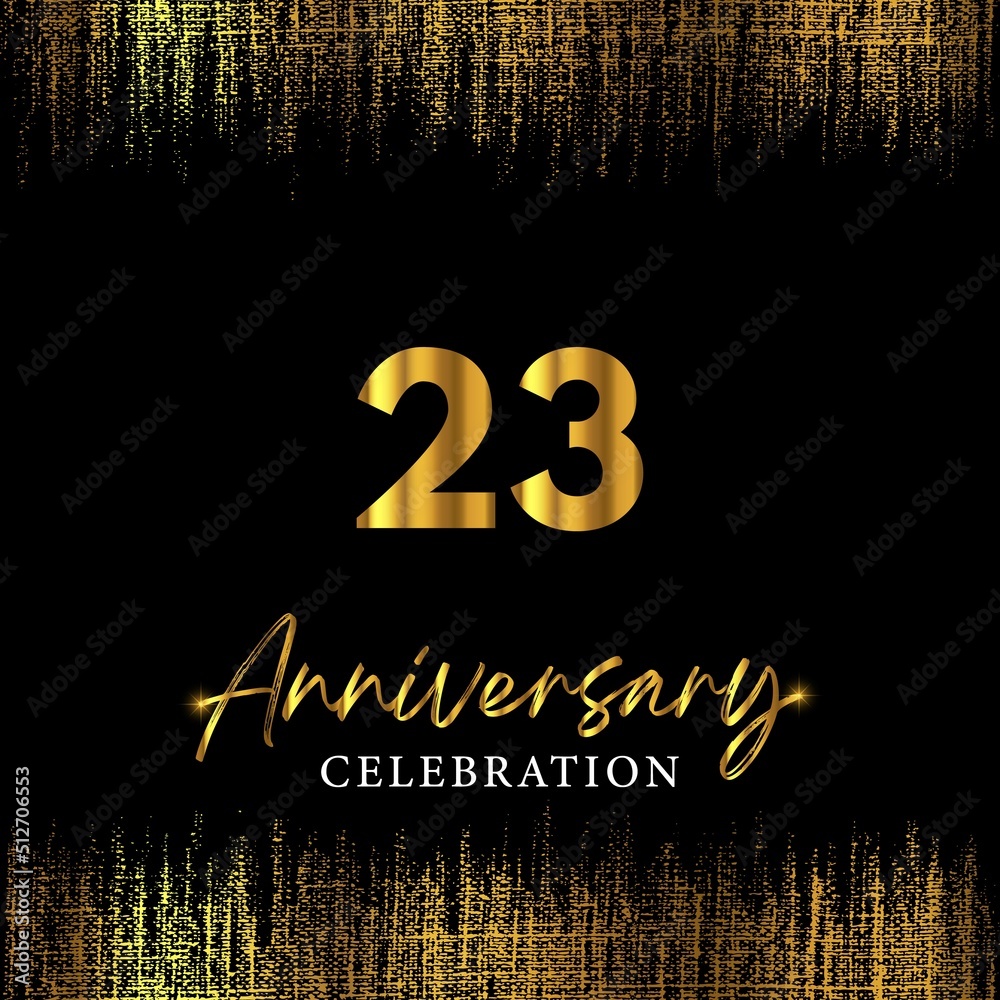 23 years anniversary celebration with gold texture borders and gold ...
