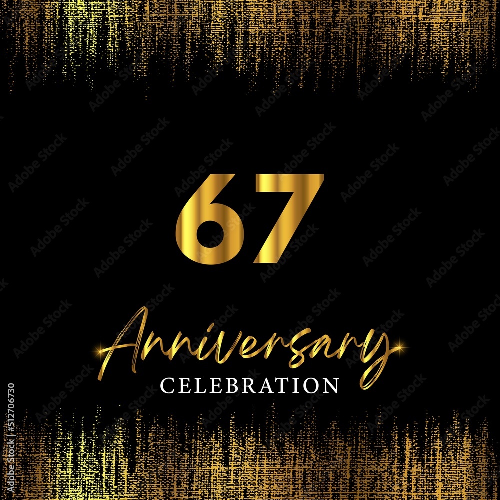 Vector de Stock 67 years anniversary celebration with gold texture ...
