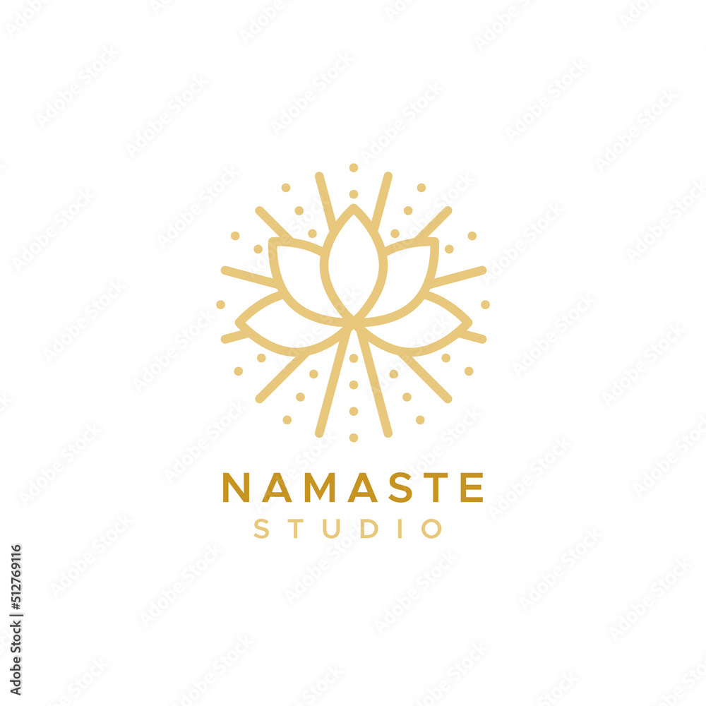 Namaste studio logo. Outline floral symbol. Concept of yoga, meditation ...