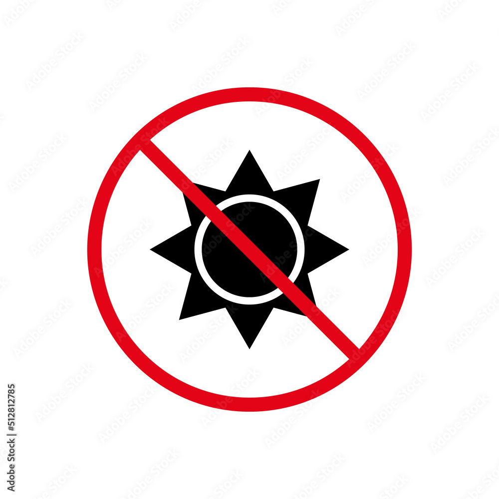 Vector de Stock Sunlight Ban Black Silhouette Icon. Forbidden Summer ...