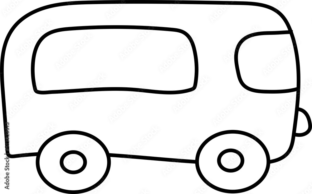 vector illustration children drawing black outline simple bus Stock ...