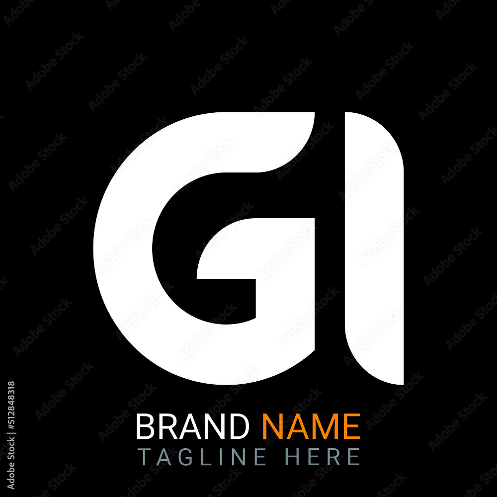 Gi Letter Logo design. black background. Stock Vector | Adobe Stock