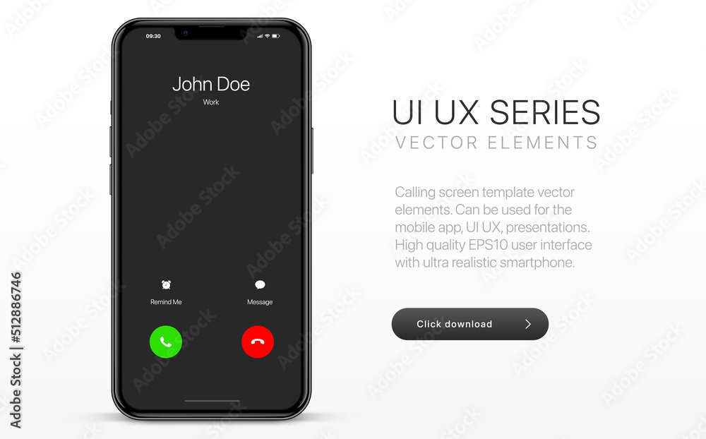 Vetor Voice call screen. Mockup incoming call, voicemail screen ...