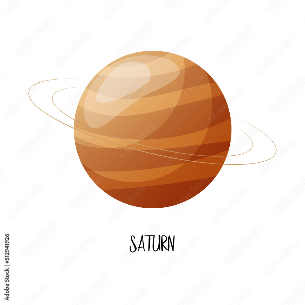 Solar system planets for kids. Cartoon Saturn for education cards ...
