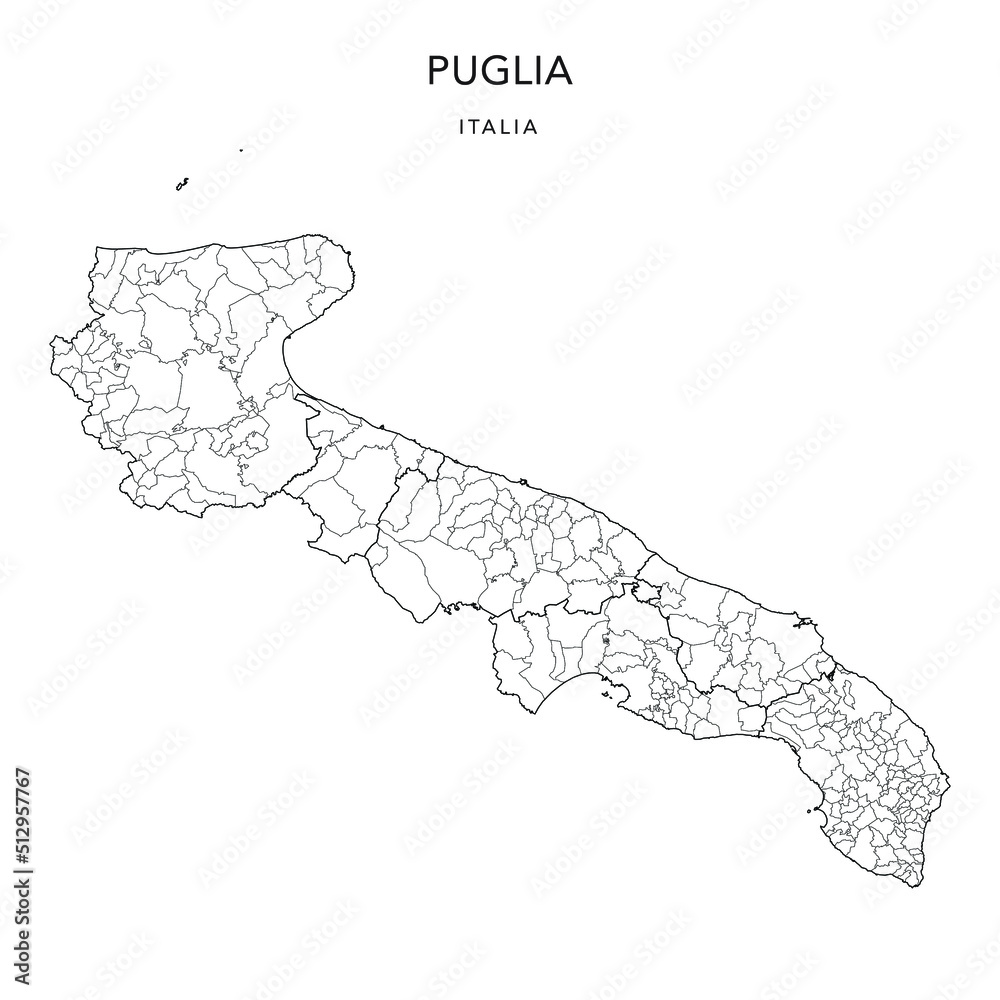 Vector Map of the Geopolitical Subdivisions of the Region of Apulia ...