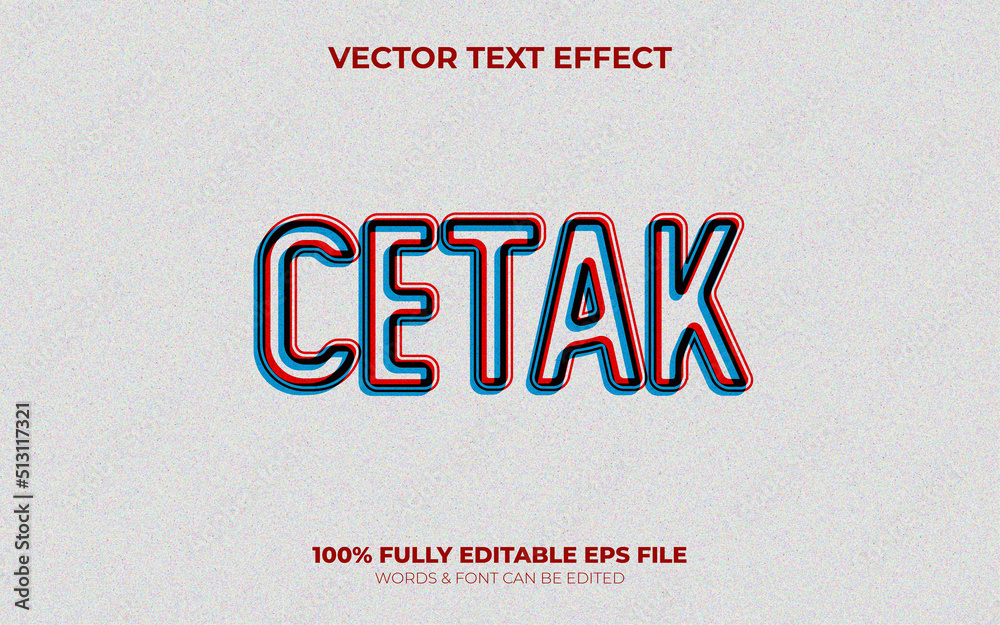 Editable Vector Text Effect Red Blue Ink Vintage Classic Text Effect ...