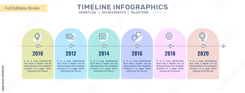 Timeline Infographics, Business development process, Milestone ...