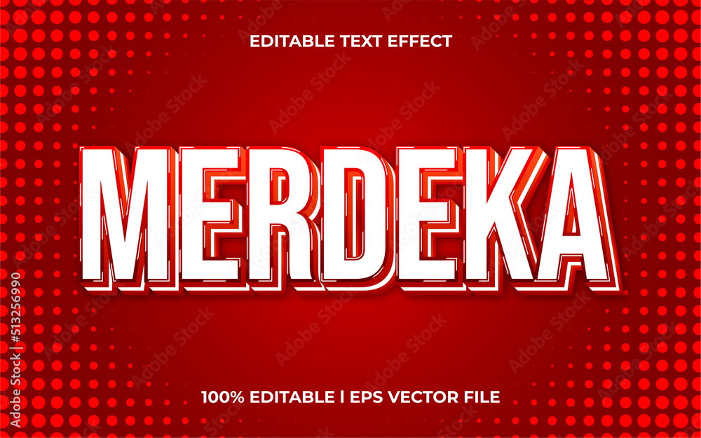 Merdeka 3d text effect with spirit theme. red typography template for ...