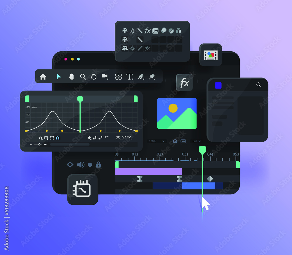 Vector de Stock motion design. animation application. Video clip ...