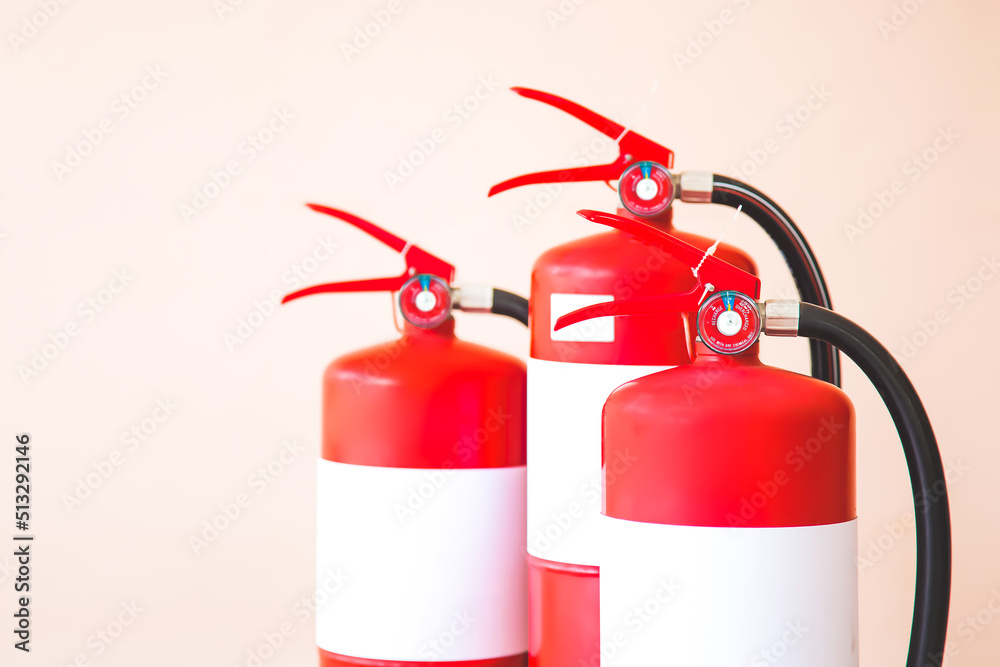 Red fire extinguisher tank for protection and prevent and safety rescue ...
