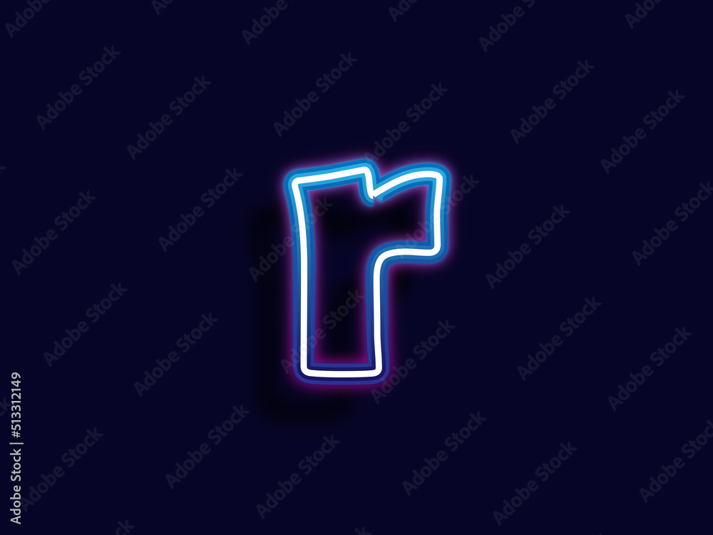 Neon alphabet letter r sign. Blue color style. Vector illustrator Stock ...