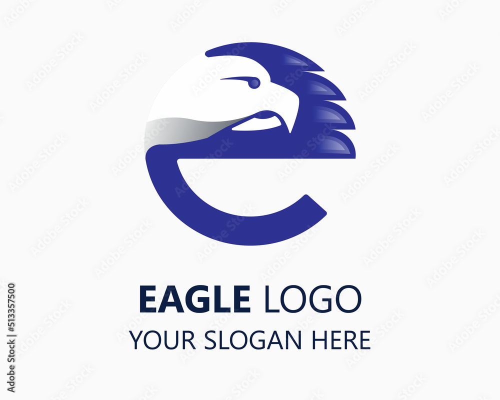 letter E eagle logo design template. letter E and eagle head illustration vector Stock Vector ...