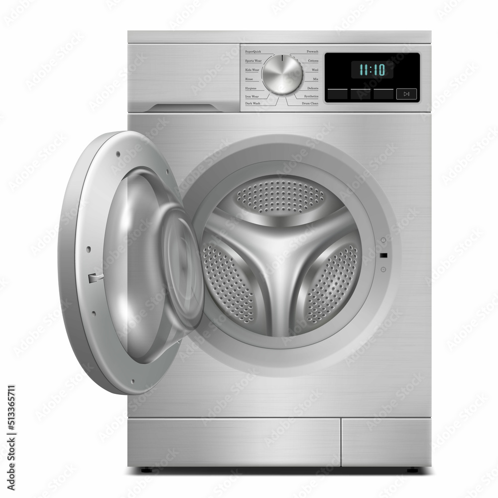 Washing machine mockup isolated on white background. Modern, realistic ...