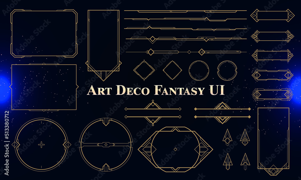 Set of Art Deco Modern User Interface Elements. Fantasy magic HUD. Good ...