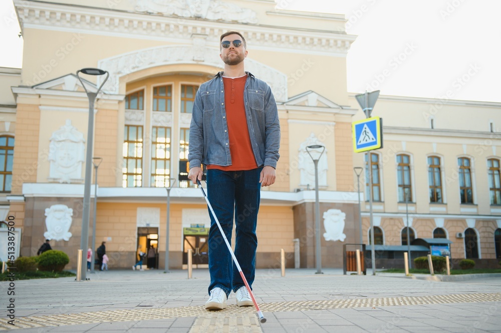 Blind man. People with disability, handicapped person and everyday life ...