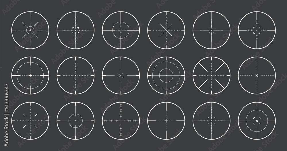 Image vectorielle Stock Various sniper rifle sights, weapon optical ...