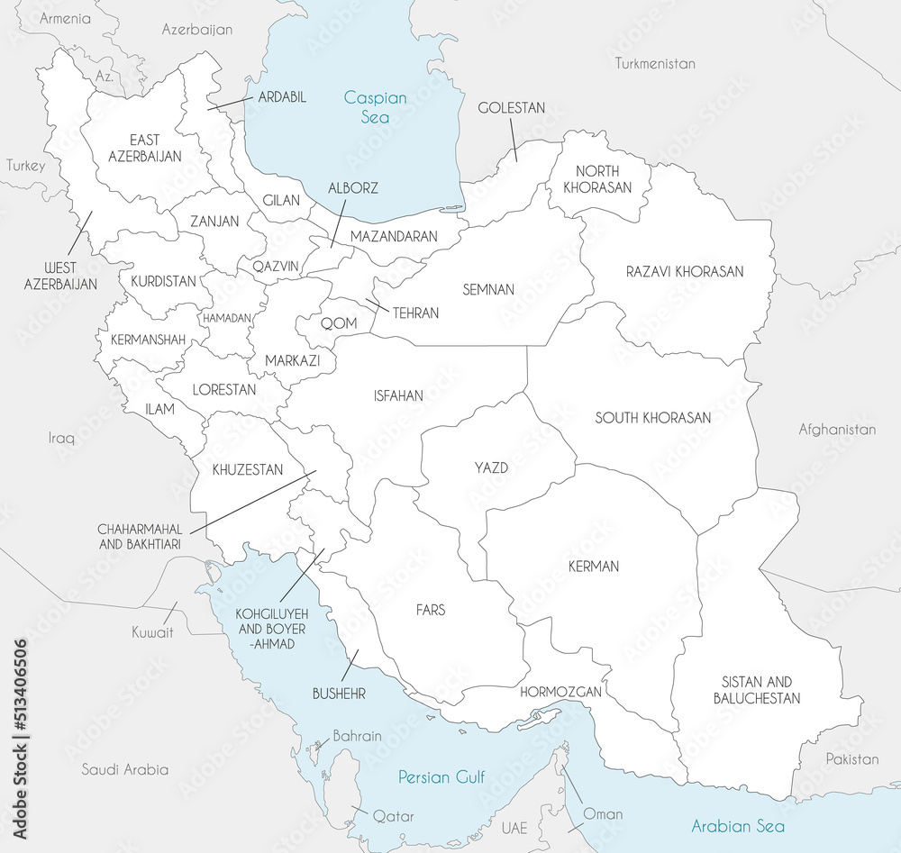 Vector map of Iran with provinces and administrative divisions, and ...