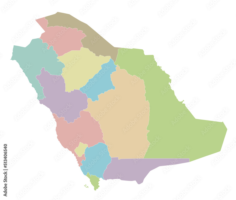 Vector blank map of Saudi Arabia with provinces and administrative ...
