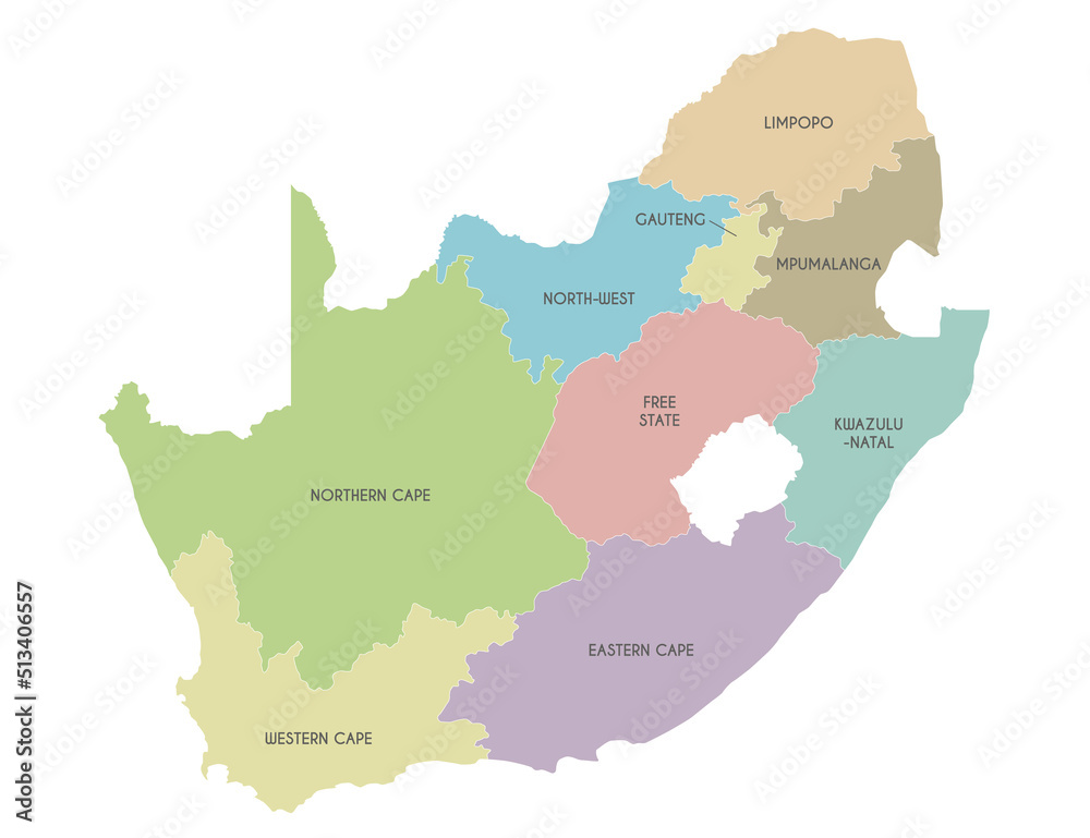 Vector map of South Africa with provinces and administrative divisions ...