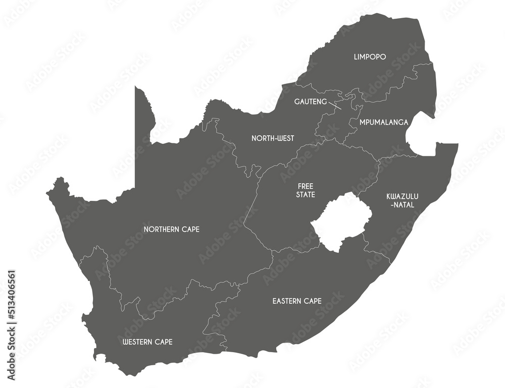 Vector map of South Africa with provinces and administrative divisions ...