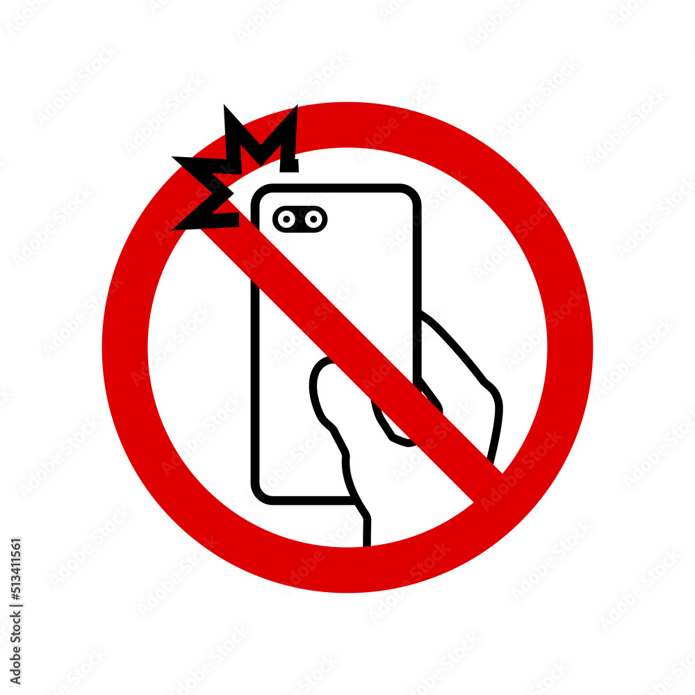No cell phone prohibition sign. No symbol, do not sign, circle ...