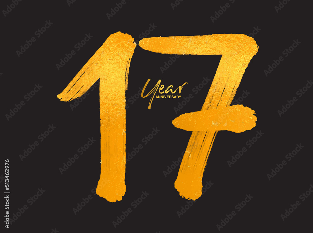Stock-Vektorgrafik „Gold 17 Years Anniversary Celebration Vector ...