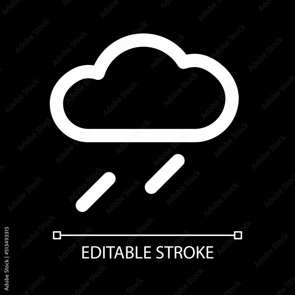 Light rain white linear ui icon for dark theme. Moderate rain ...