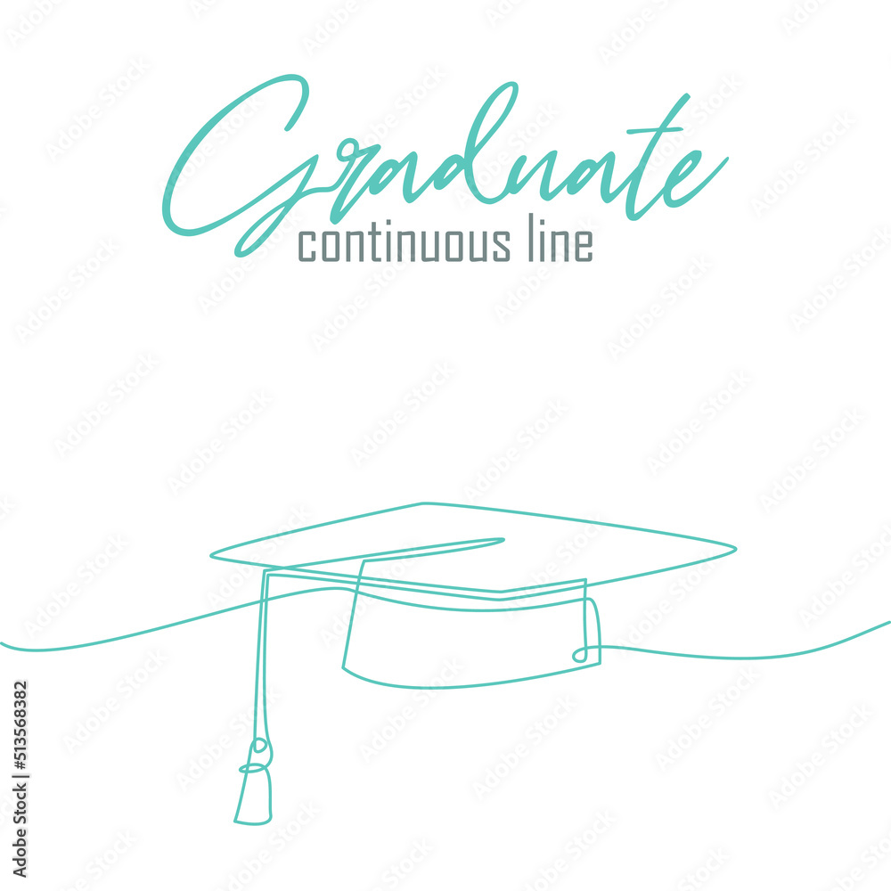 Graduation logo and symbol in silhouette and continuous line art for ...