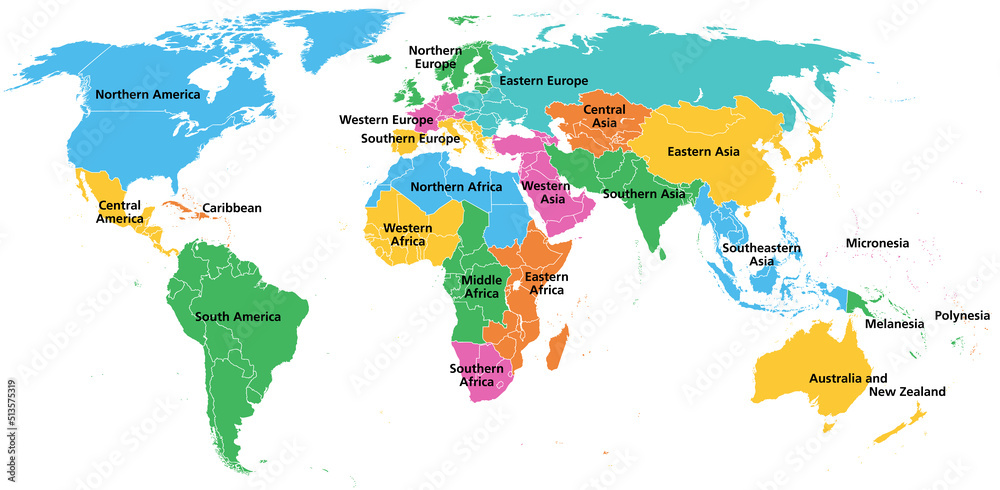 Statistical subregions of the world, geoscheme and political map ...