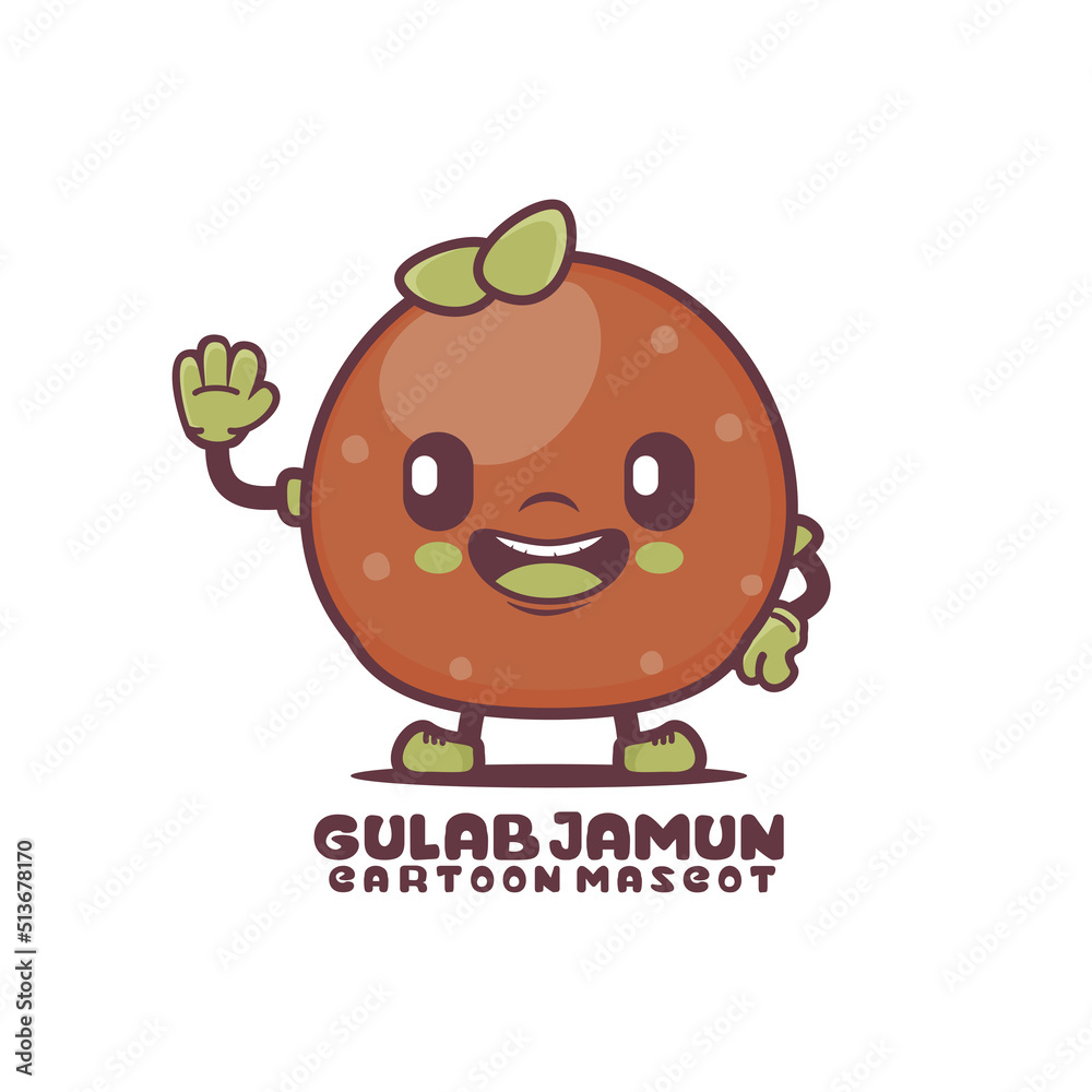 Gulab jamun cartoon mascot. traditional indian food vector illustration ...