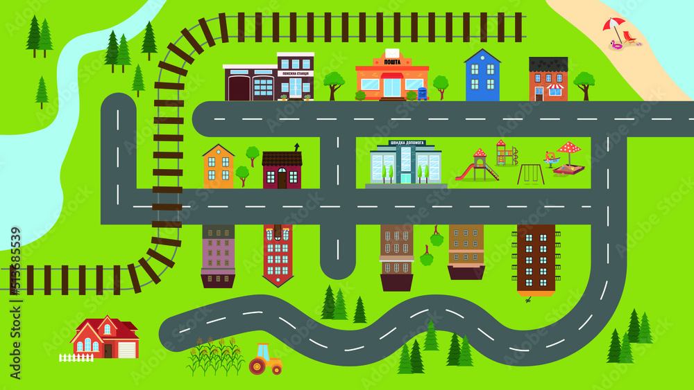 City map, top view Stock Vector | Adobe Stock