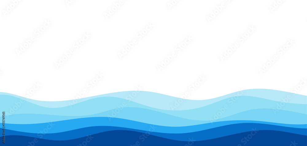 Blue river ocean water wave fluid layer vector background curve zigzag ...