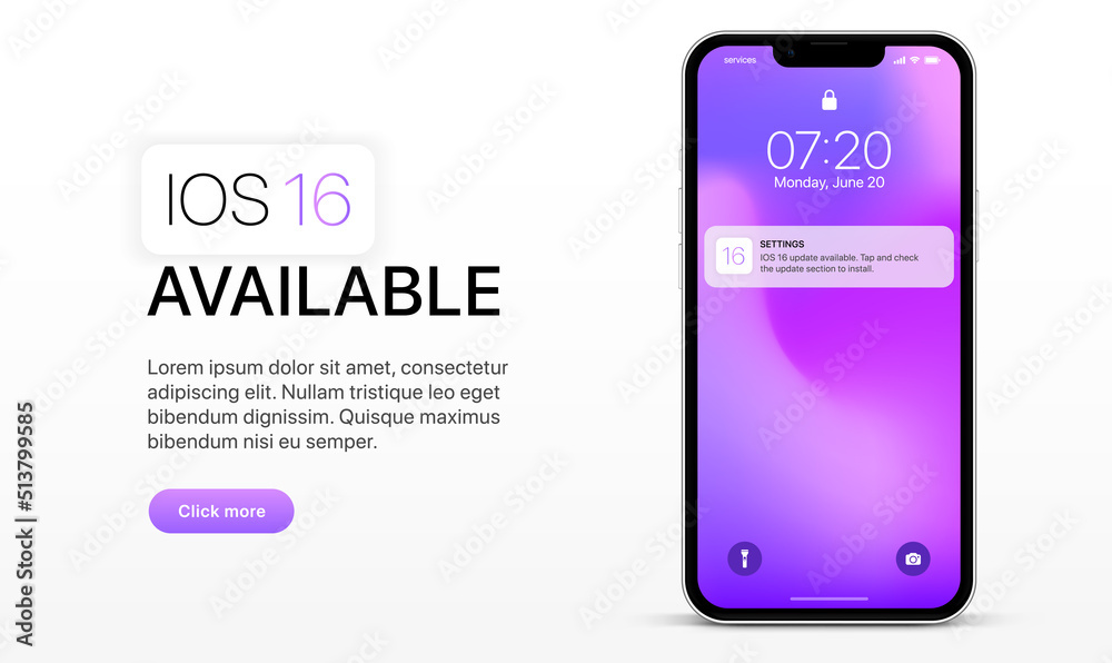 3D high quality smartphone mockup screen with new iOS 16 update ...