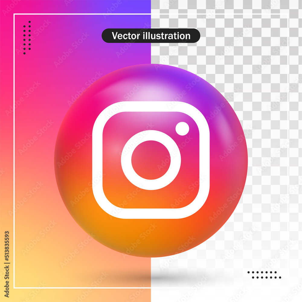 3d instagram logo, instagram icon, instagram circle button modern 3d ...
