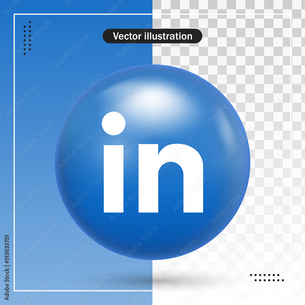 3d linkedin logo, linkedin icon, linkedin circle button modern 3d ...